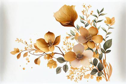 Free Download Watercolor Gold Flower Background