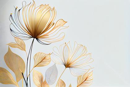 Free Download Gold Line Art Flower Background