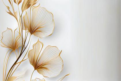 Free Download Gold Line Art Flower Background