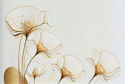 Free Download Gold Line Art Flower Background
