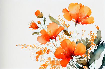 Free Download Watercolor Orange Flower on White Background
