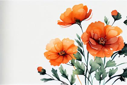 Free Download Watercolor Orange Flower on White Background