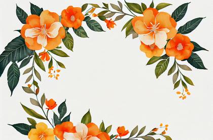 Free Download Watercolor Orange Flower on White Card Background