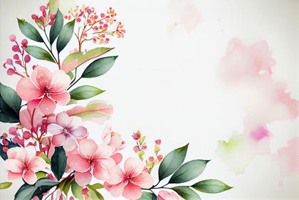 Free Download Watercolor Pink Flower Card Background Image