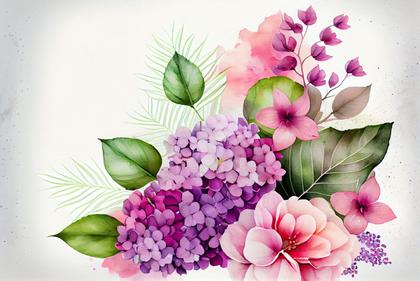 Free Download Watercolor Violet and Pink Flower Background Image