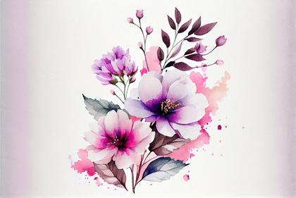 Free Download Watercolor Violet and Pink Flower Background Image