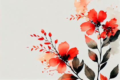Free Download Watercolor Red Flower Background