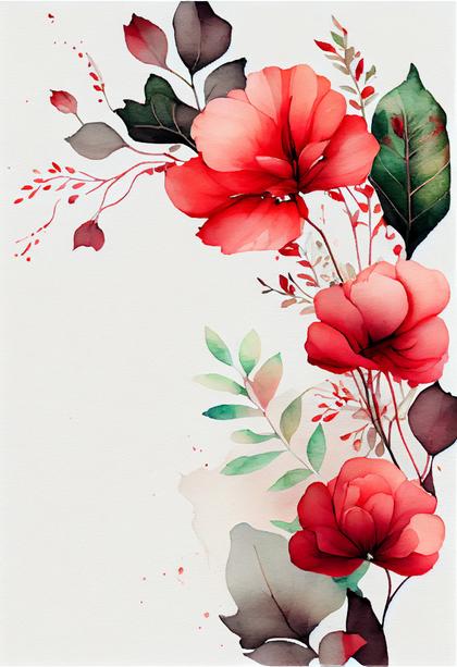 Free Download Watercolor Red Flower Background Image