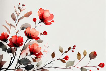 Free Download Watercolor Red Flower Background Image