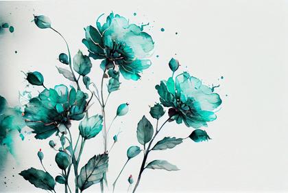Free Download Watercolor Turquoise Flower Background