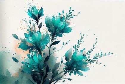 Free Download Watercolor Turquoise Flower Background