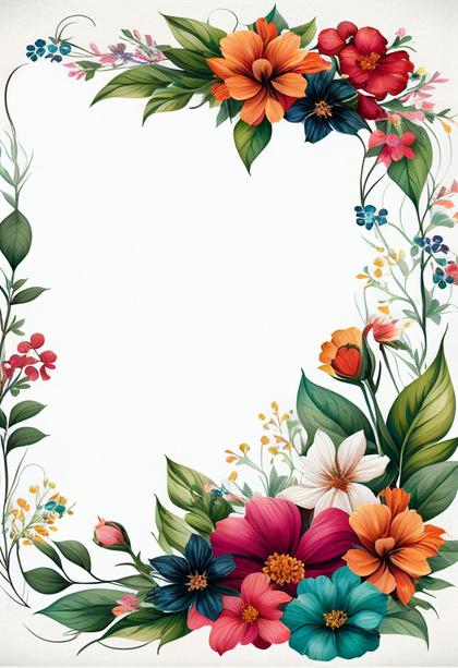Free Download Colorful Flower Frame Design