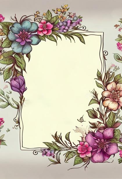 Free Download Hand Drawn Colorful Flower Frame Design