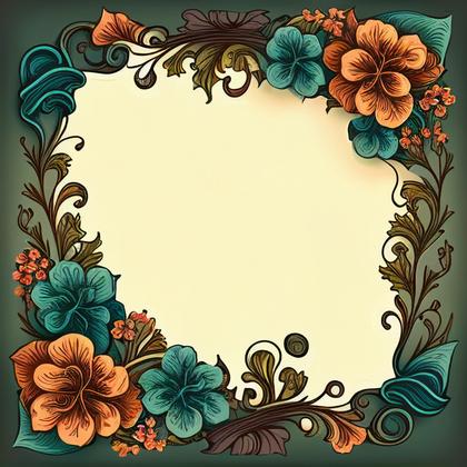 Free Download Hand Drawn Colorful Flower Frame Design
