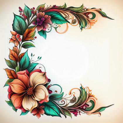 Free Download Hand Drawn Colorful Flower Frame