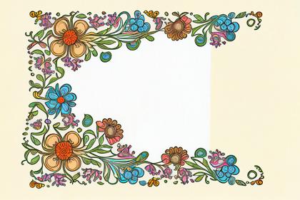 Free Download Hand Drawn Colorful Flower Frame Design