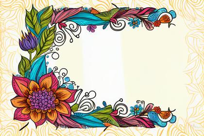 Free Download Hand Drawn Colorful Flower Frame