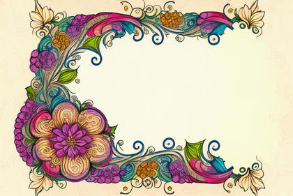 Free Download Hand Drawn Colorful Flower Frame