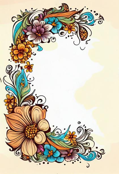 Free Download Hand Drawn Colorful Flower Frame