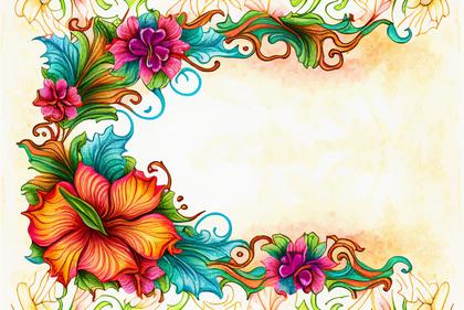 Free Download Hand Drawn Colorful Flower Frame