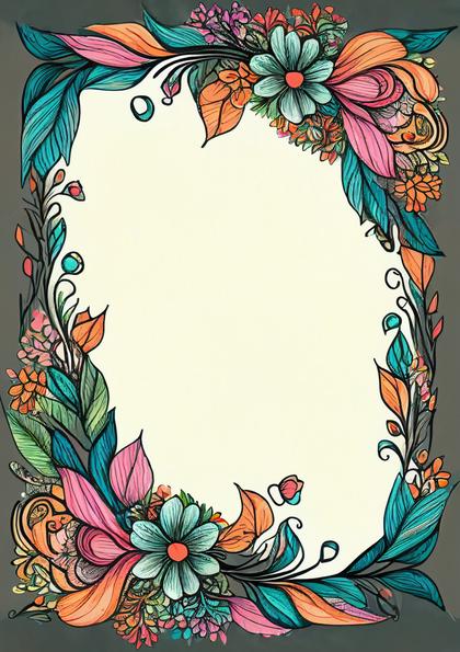 Free Download Hand Drawn Colorful Flower Frame Image