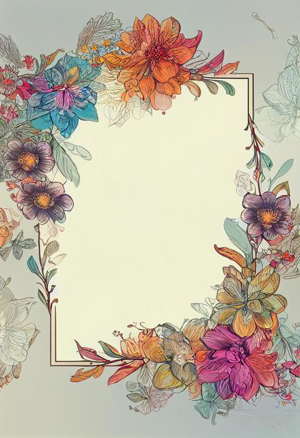 Free Download Hand Drawn Colorful Flower Frame