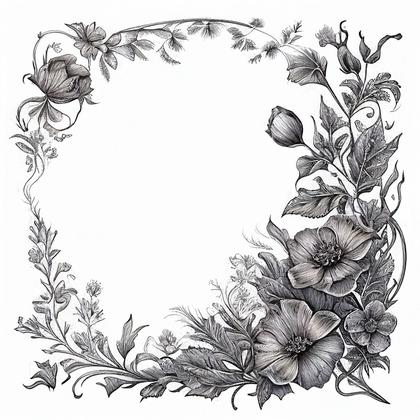Free Download Hand Drawn Flower Frame Design