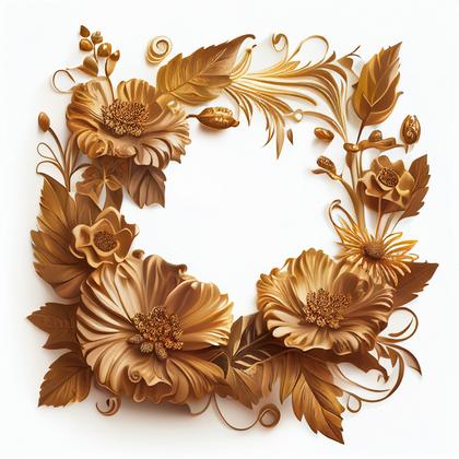 Free Download Gold Flower Frame Image