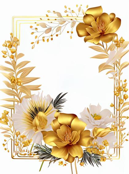 Free Download Gold Flower Frame Design