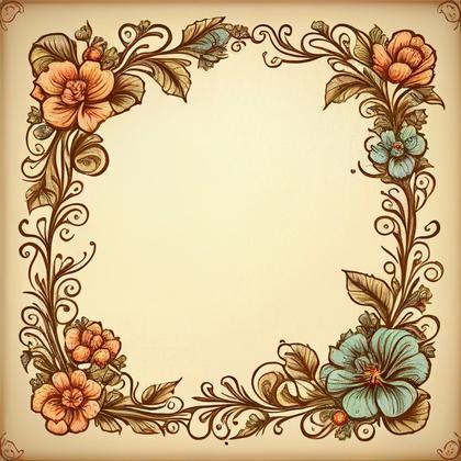 Free Download Hand Drawn Vintage Flower Frame Image