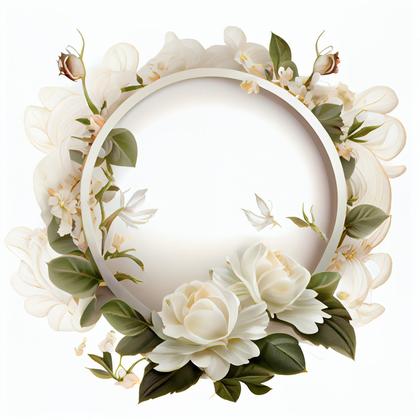 Free Download White Flower Circle Frame