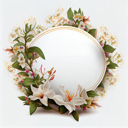 Free Download White Flower Circle Frame