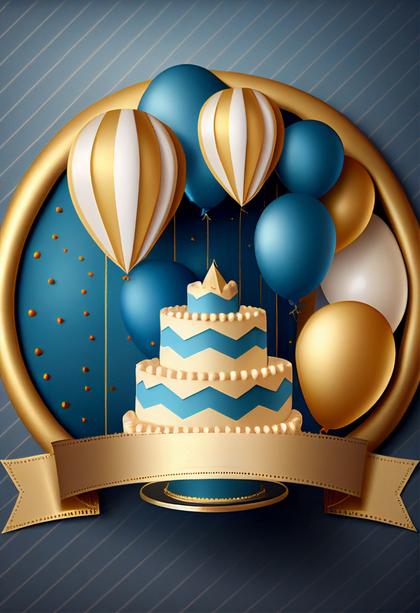 Free Download Blue and Gold Happy Birthday Background