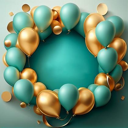 Free Download Turquoise and Gold Birthday Card Background Image