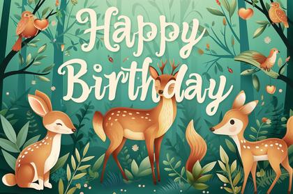 Free Download Happy Birthday with Jungle Animals