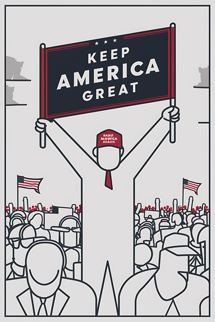 Free Download A Minimalist Watercolor Illustration of A Trump Rally