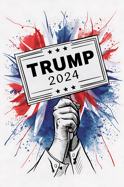 Free Download A Minimalist Watercolor Illustration of A Trump Rally