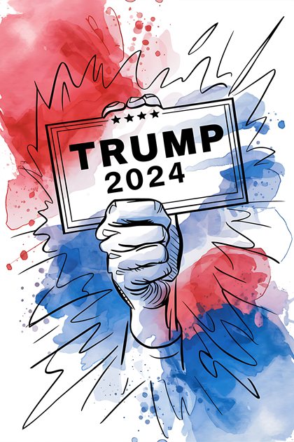 Free Download A Minimalist Watercolor Illustration of A Trump Rally