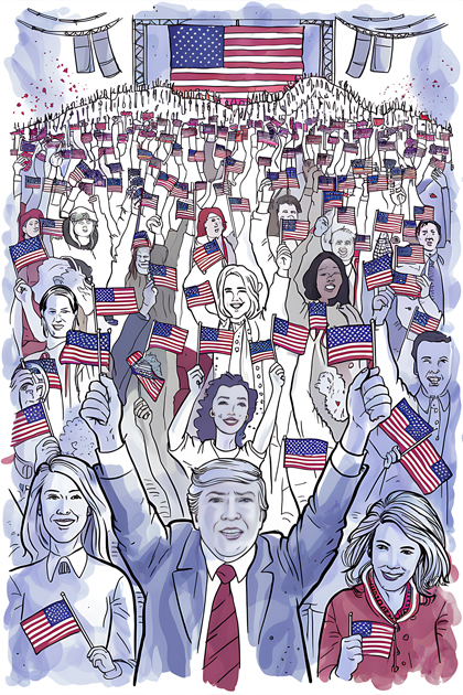 Free Download A Minimalist Watercolor Illustration of A Trump Rally