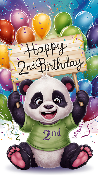 Free Download Happy 2nd Birthday Panda