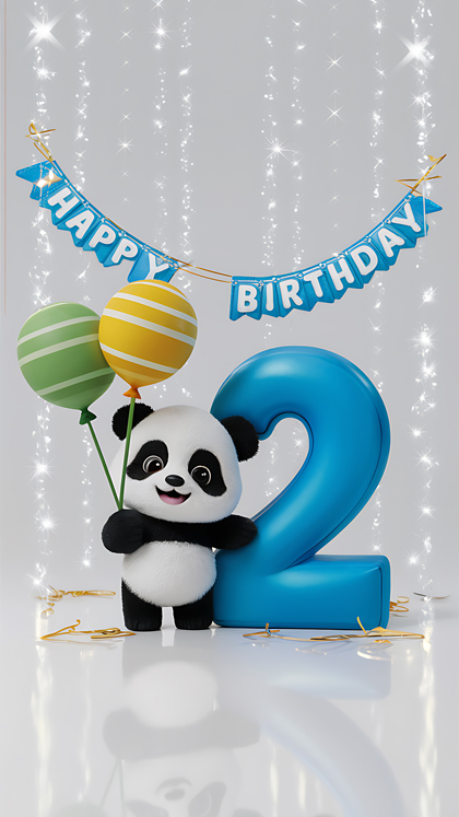 Free Download Happy 2nd Birthday Panda