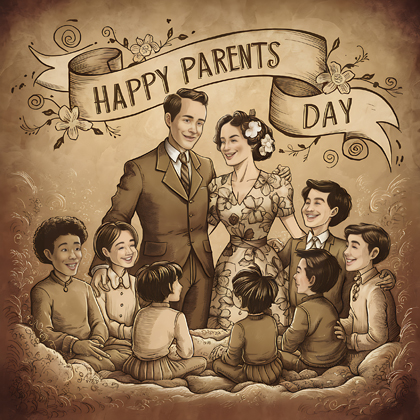 Free Download Happy Parents Day Kids Circle