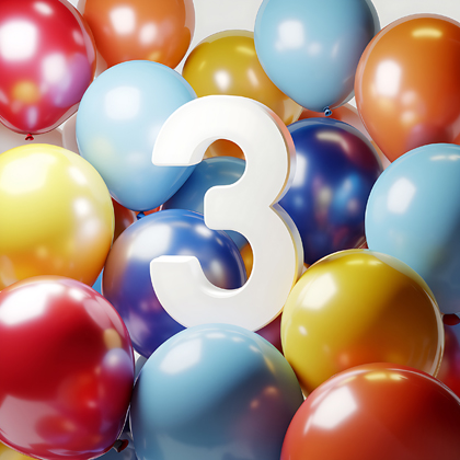 Free Download Happy 3rd Birthday Pink Number 3