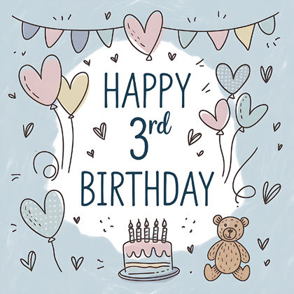 Free Download Happy 3rd Birthday Pink Number 3