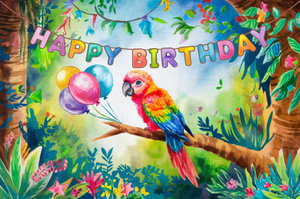 Free Download Happy Birthday Parrot Watercolor Illustration