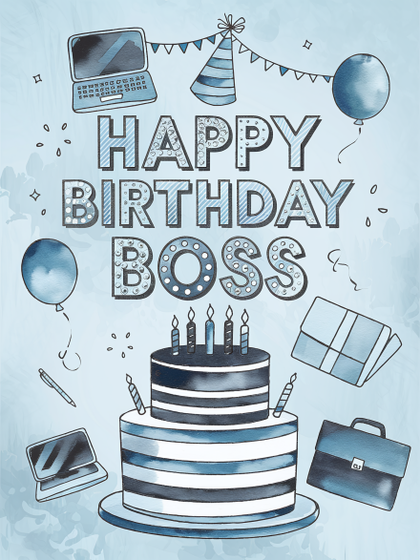 Free Download Happy Birthday Boss Card