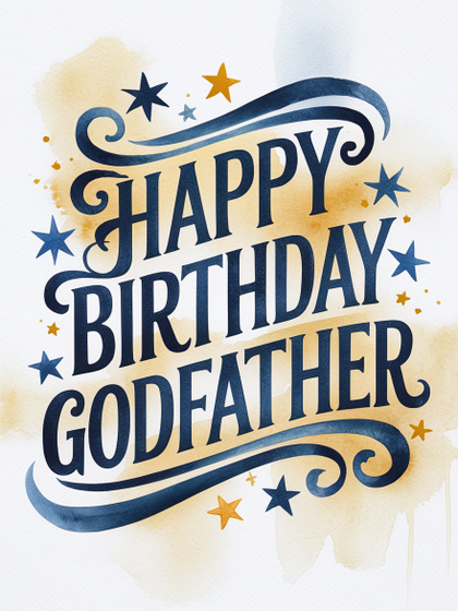 Free Download Watercolor Happy Birthday Godfather Greeting Card
