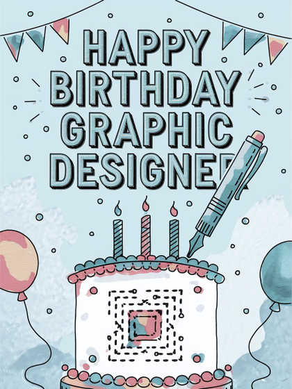 Free Download Creative Happy Birthday Card for Graphic Designers
