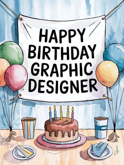 Free Download Watercolor Birthday Card for Graphic Designers