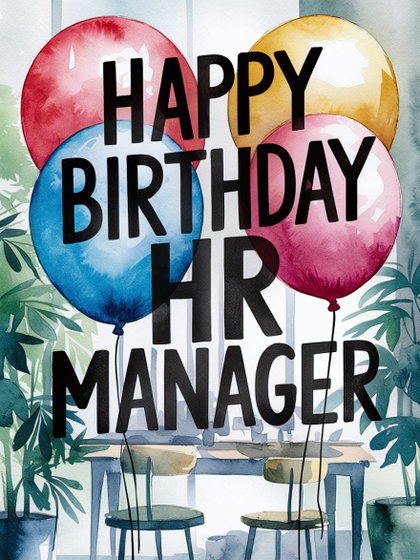 Free Download Watercolor Happy Birthday Card for HR Manager